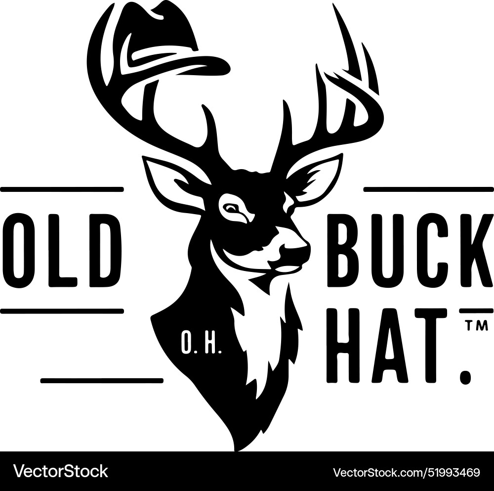 A logo with white tail buck deer the words Vector Image