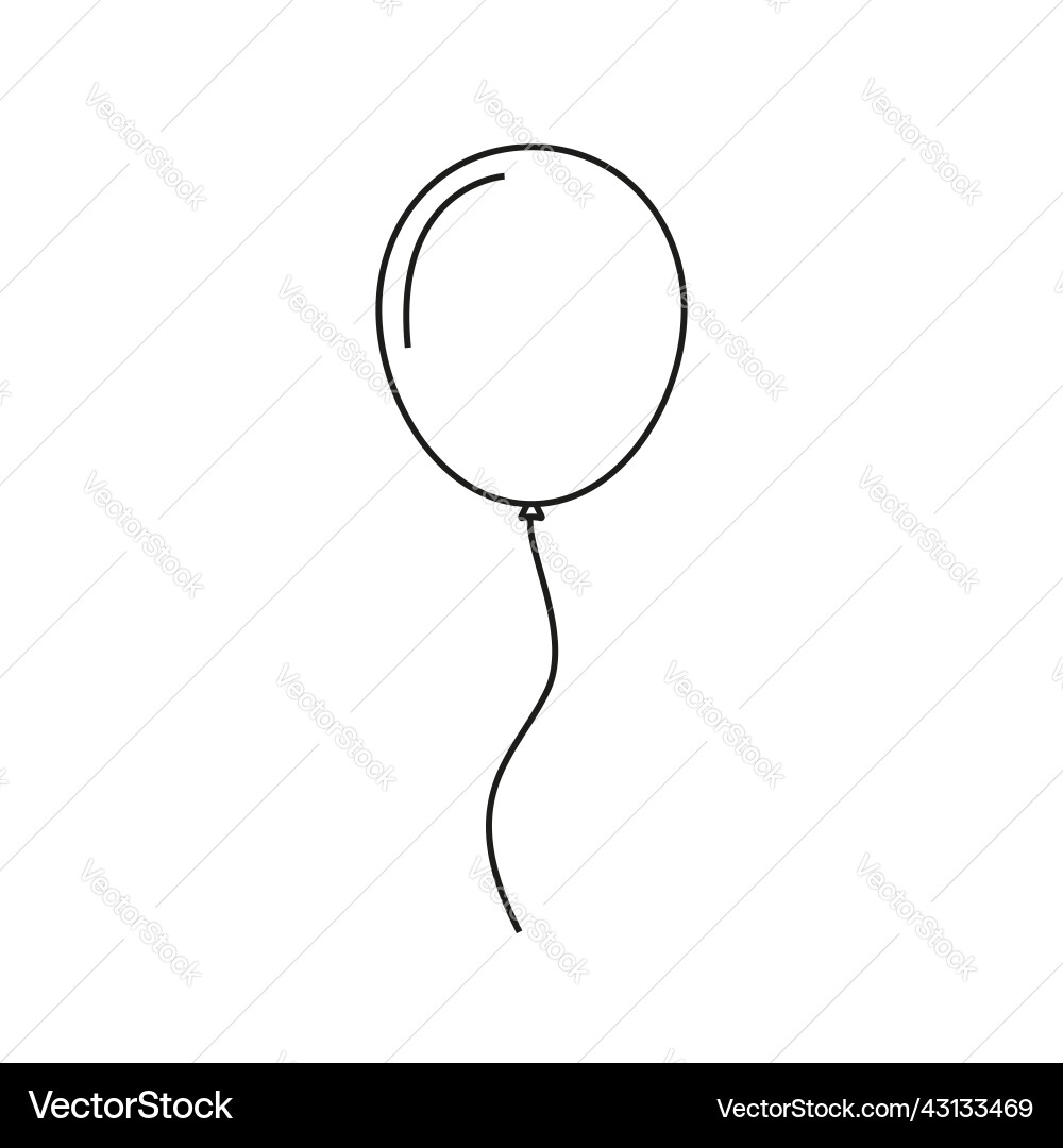 Balloon outline icon line with string Royalty Free Vector