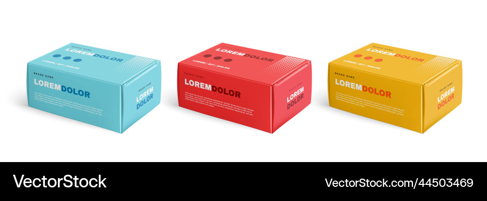 Colorful packaging boxes set Royalty Free Vector Image
