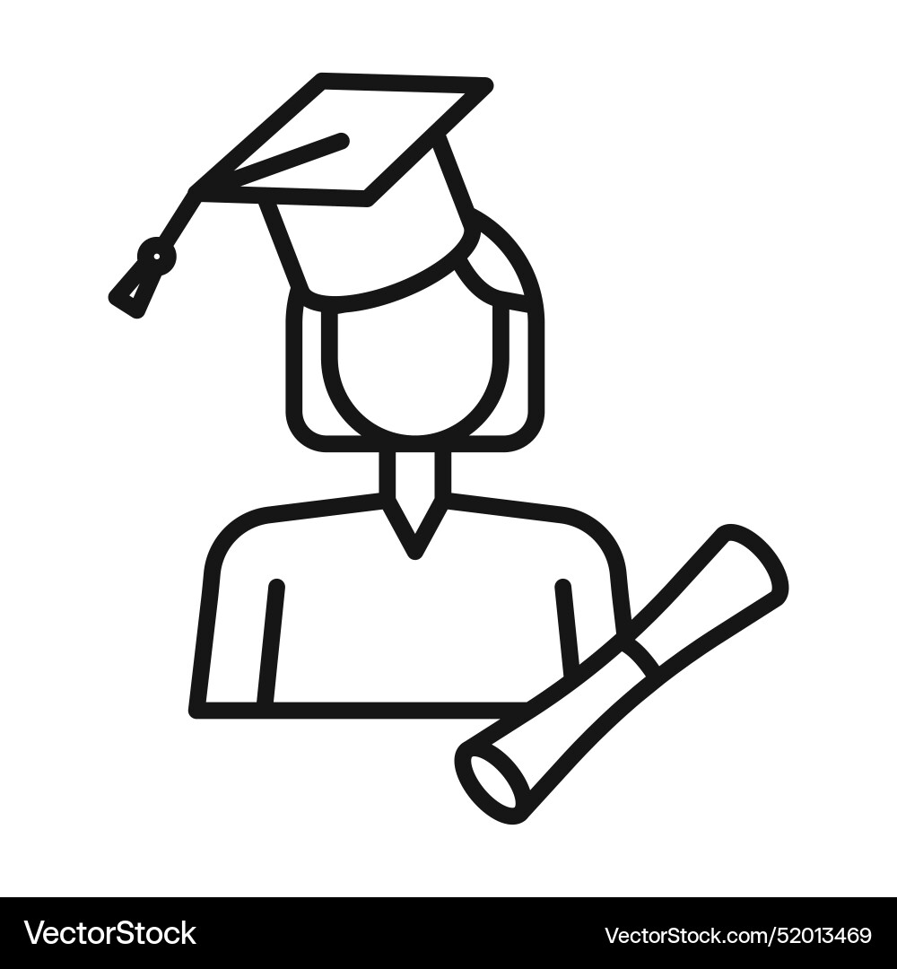 Graduation icon black line art Royalty Free Vector Image