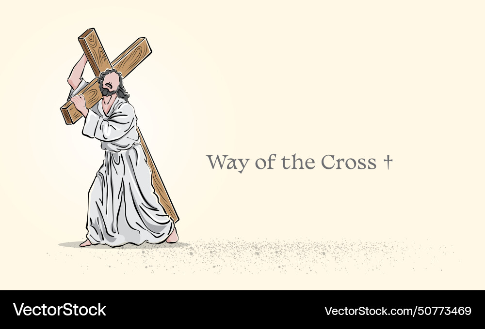 Jesus christ carrying the cross Royalty Free Vector Image