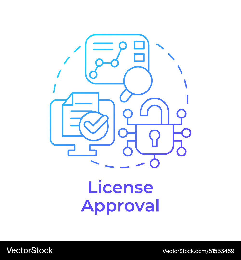 License approval blue gradient concept icon Vector Image