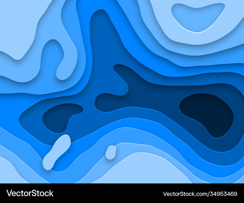 Papercut multi layers texture blue background Vector Image