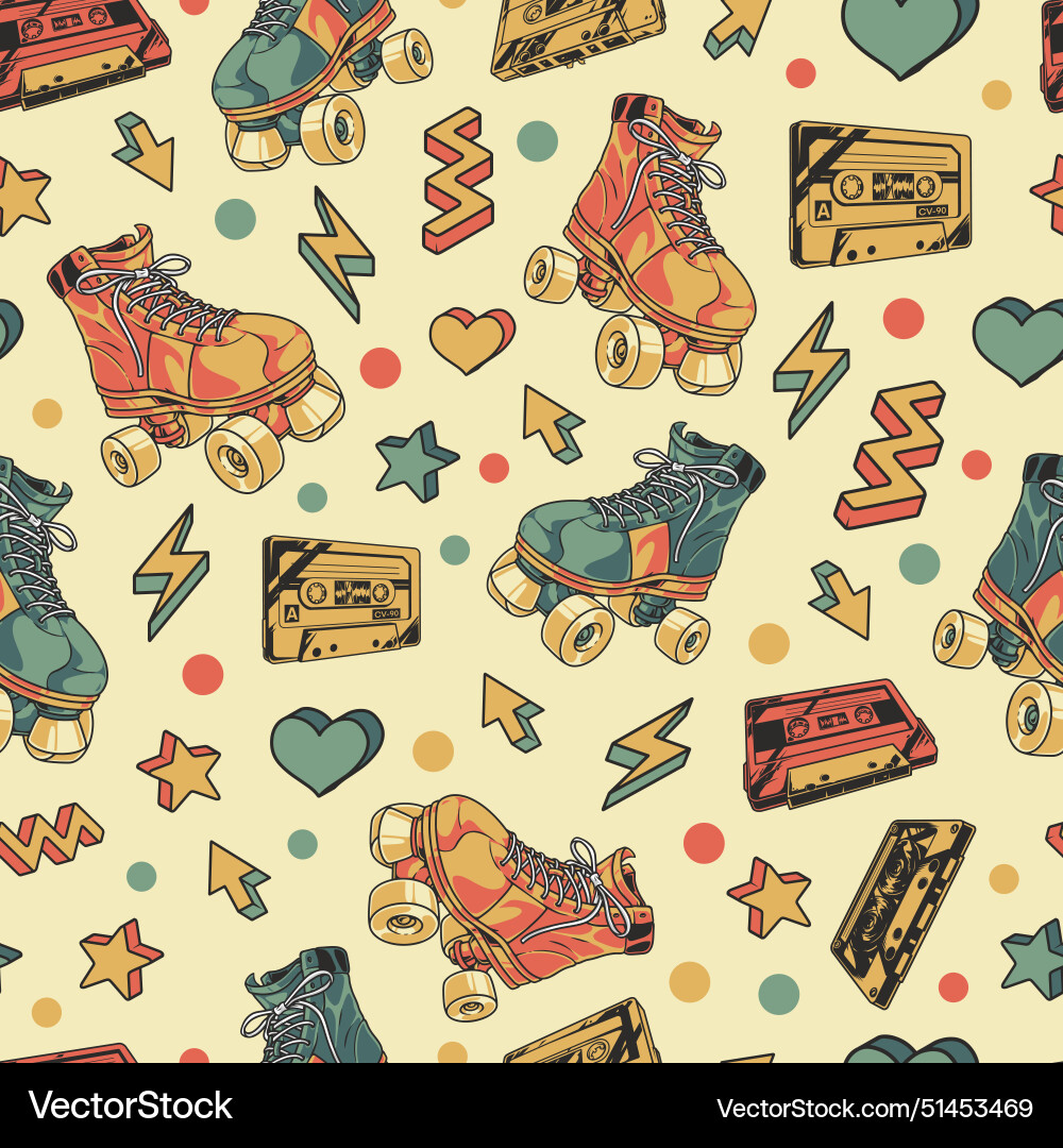 Pinup culture seamless pattern colorful Royalty Free Vector