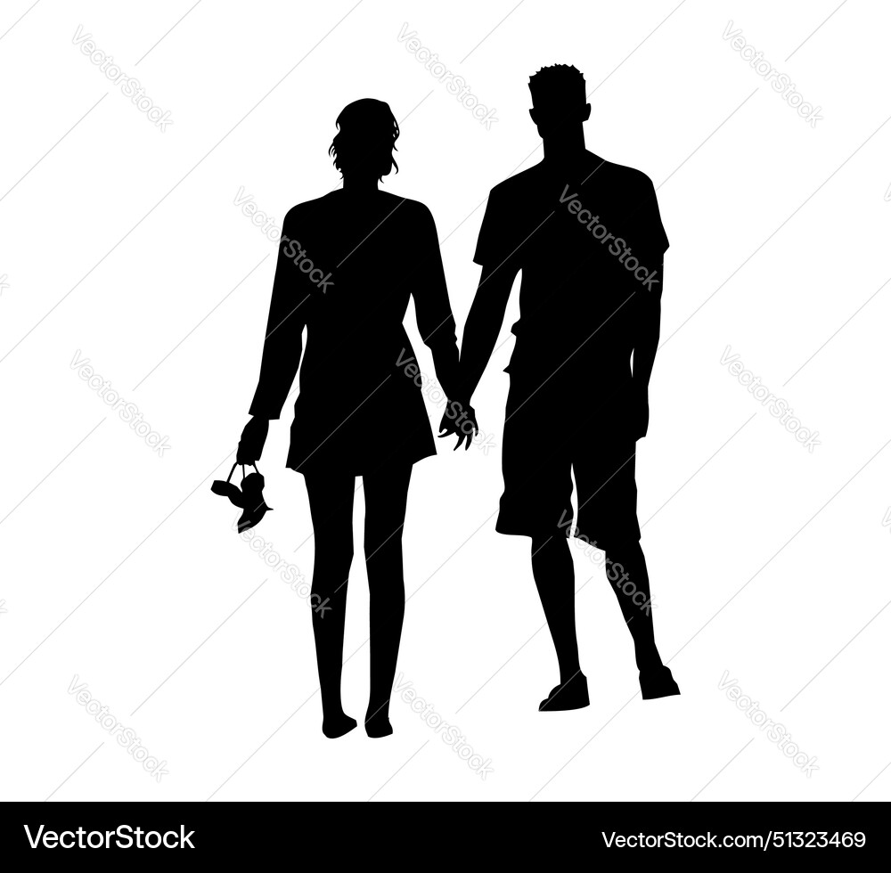 Romantic love couple silhouette Royalty Free Vector Image