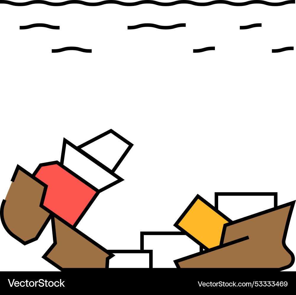 Sunken container ship icon color Royalty Free Vector Image