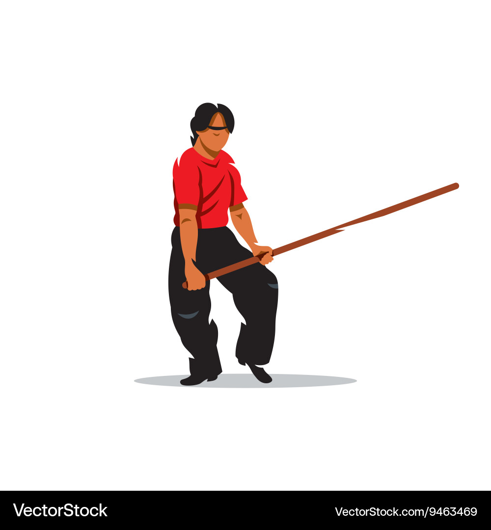 Wing Chun Martial Artist with Stick Royalty Free Vector