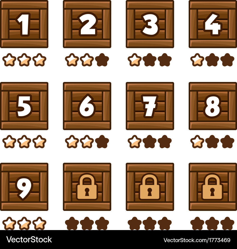 Wooden level selection 2 Royalty Free Vector Image