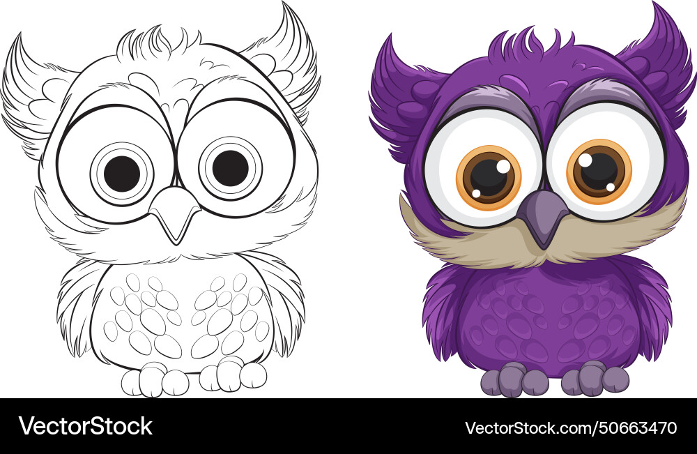 An owl colored and line art Royalty Free Vector Image