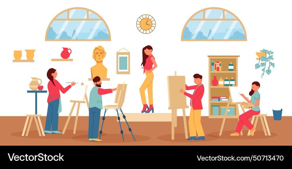 Artists model professions composition Royalty Free Vector