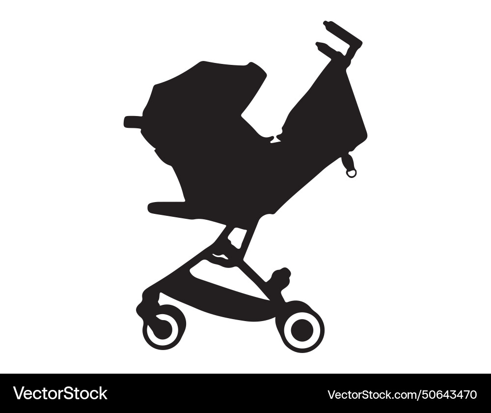 Baby stroller silhouette art Royalty Free Vector Image
