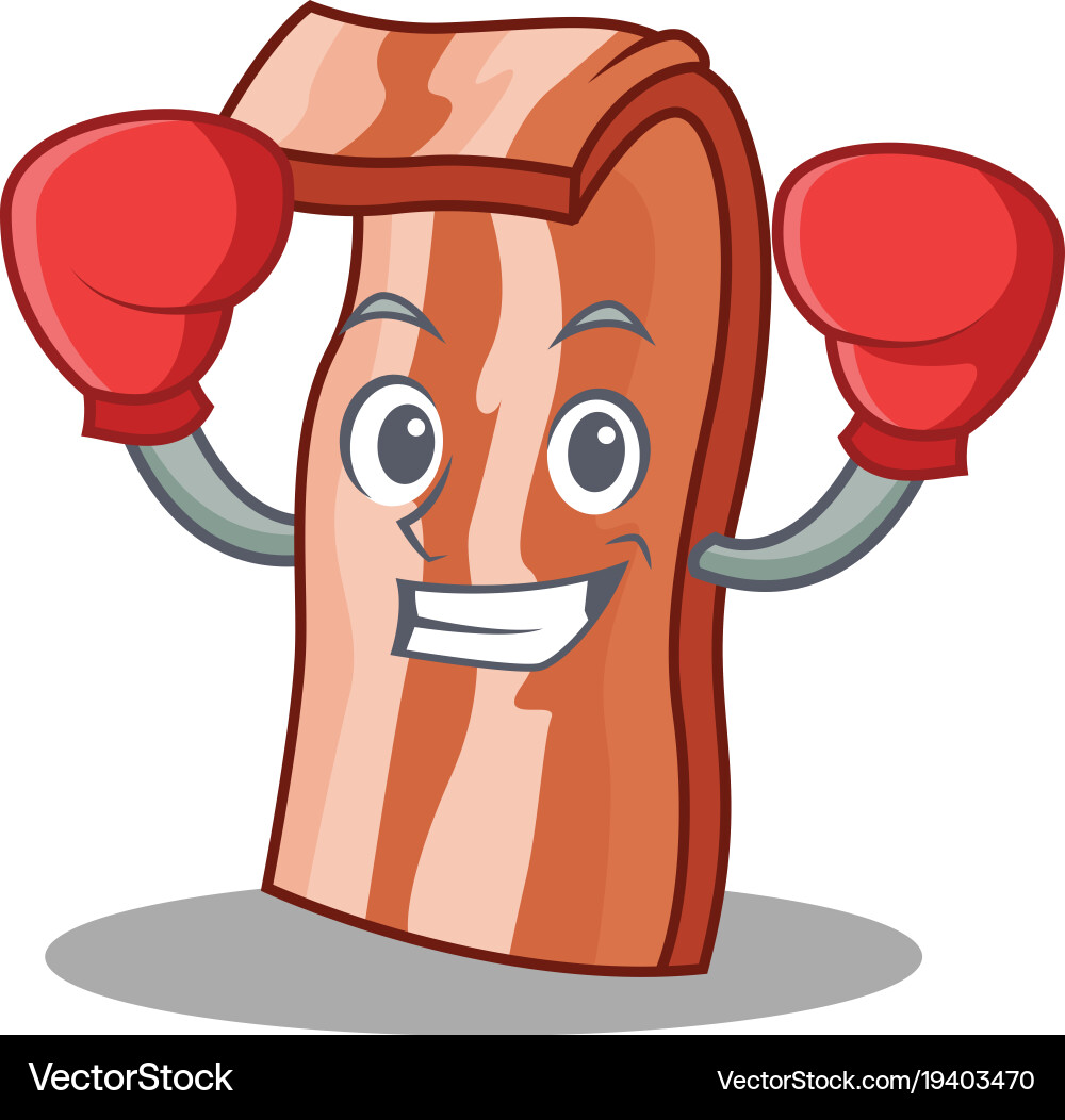 Cartoon Boxing Bacon Character Royalty Free Vector Image