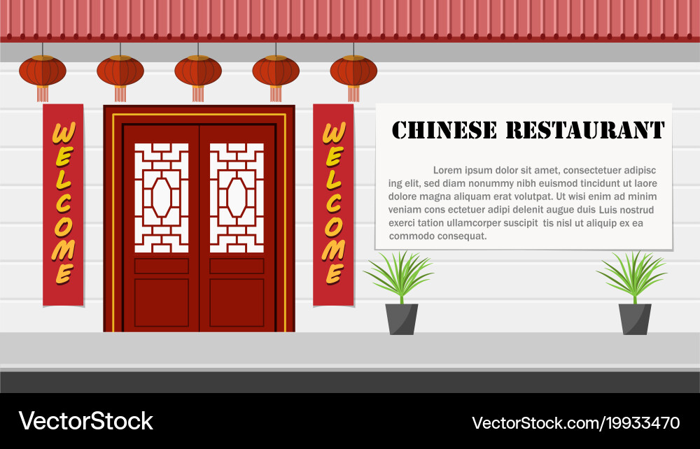 Chinese architecture and restaurant front view Vector Image