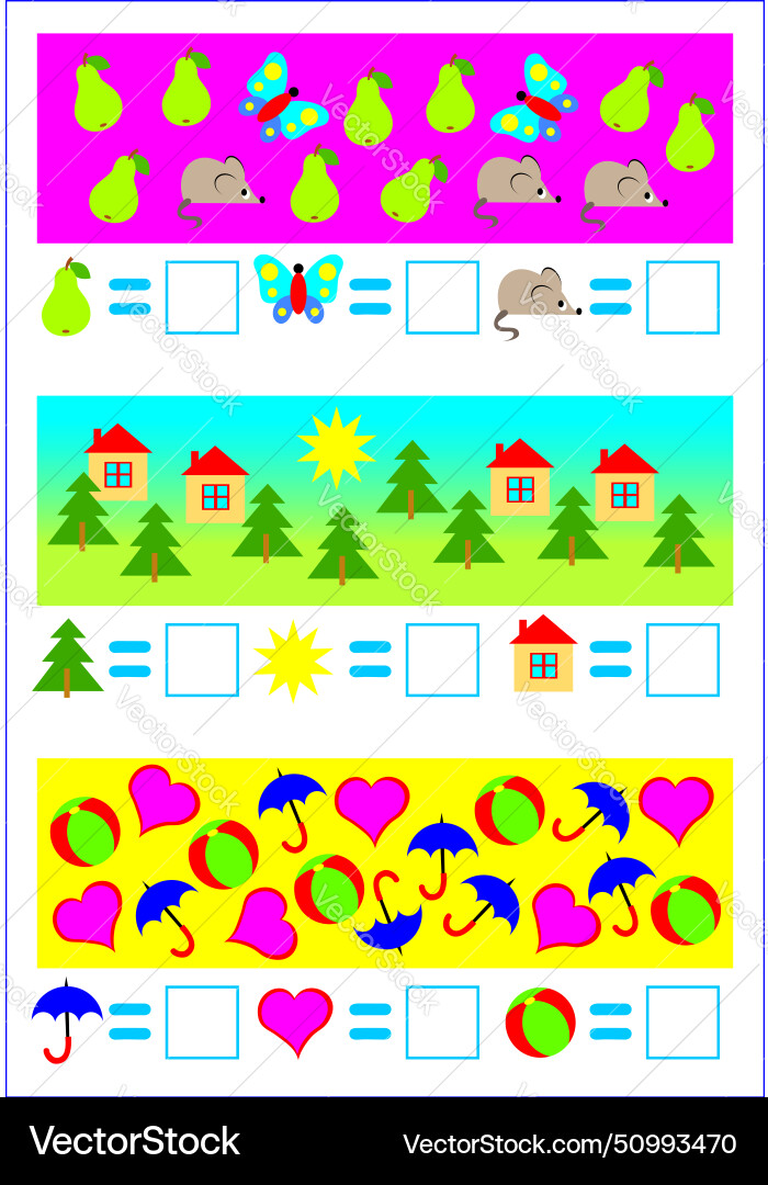 Educational page for young children need to count Vector Image