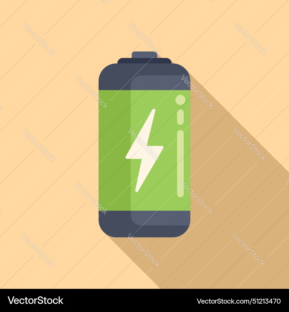 Full energy battery icon flat load Royalty Free Vector Image