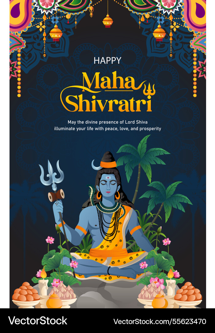 Happy maha shivratri vertical background Vector Image