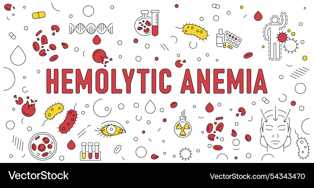 Hemolytic anemia banner editable stroke Royalty Free Vector