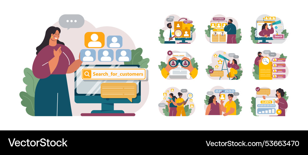 New customers search character looking through Vector Image