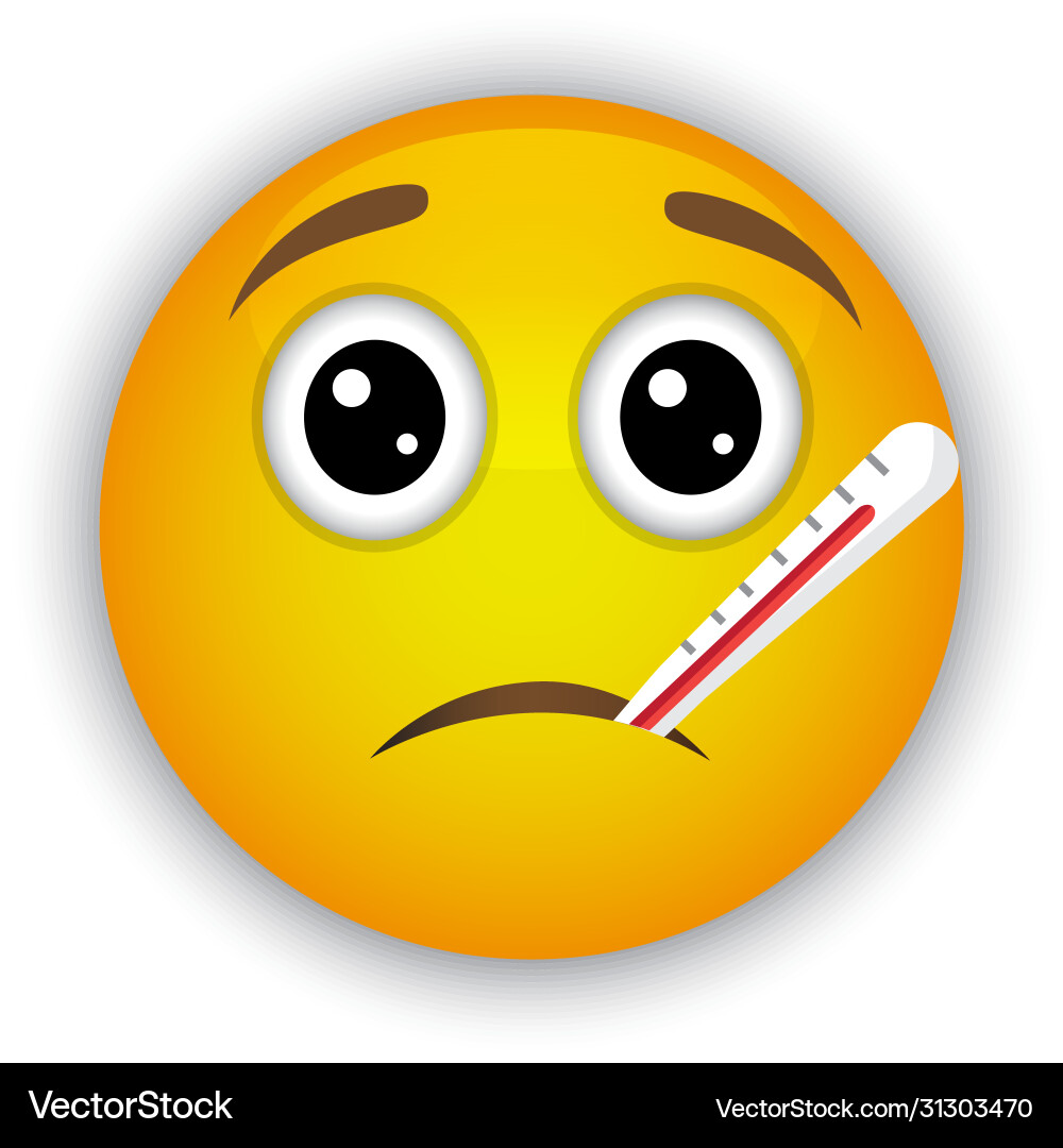 Yellow emoticon is sick with virus Royalty Free Vector Image