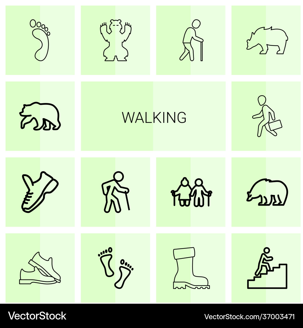 14 walking icons Royalty Free Vector Image - VectorStock