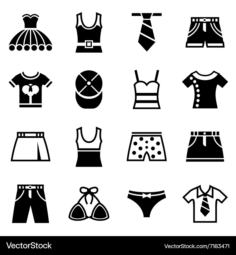 Clothes icon set Royalty Free Vector Image - VectorStock