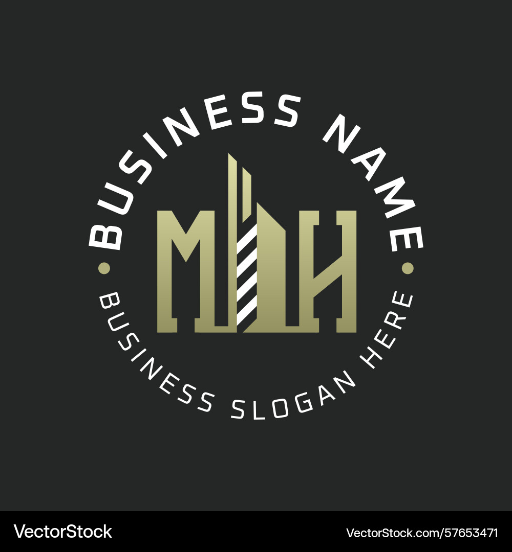 Mh letter logo design with skyscraper building Vector Image