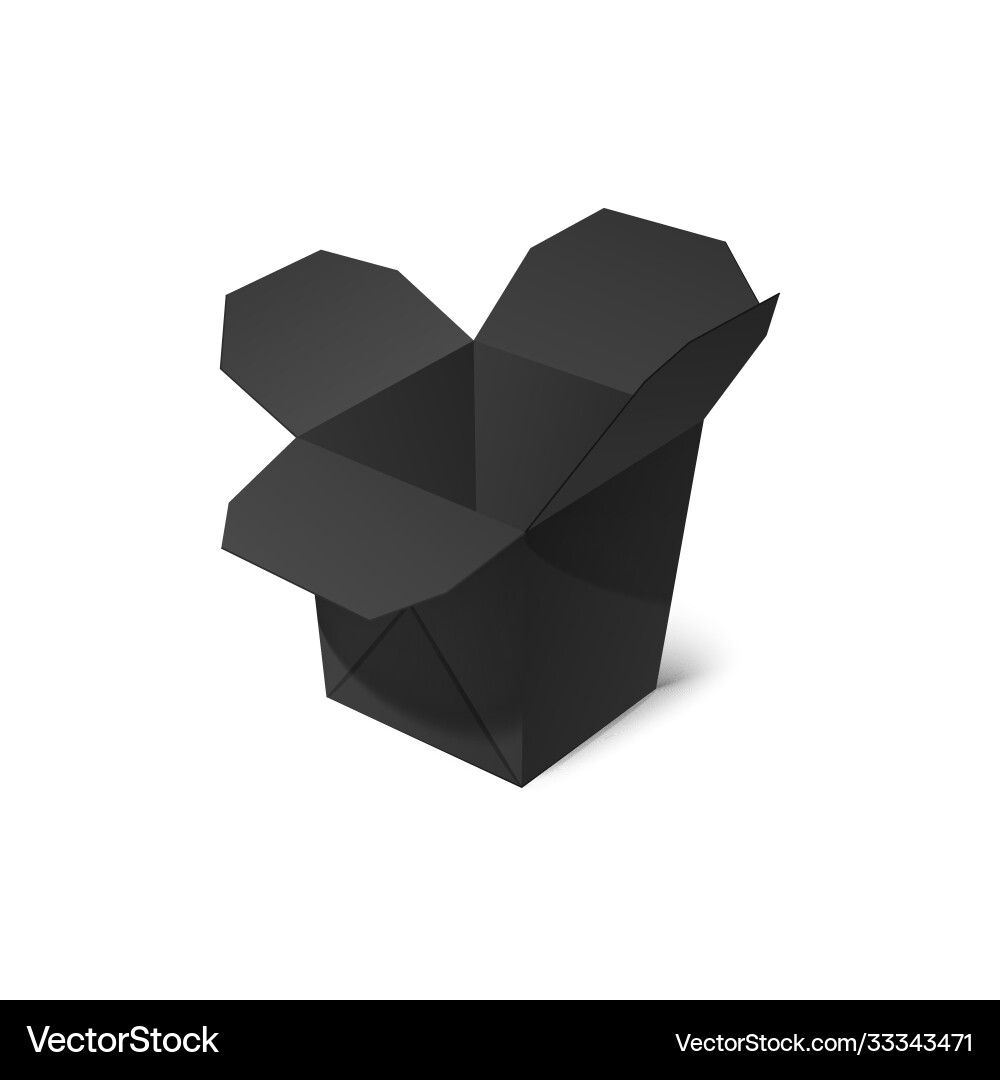 Open empty black carton takeaway food box Vector Image