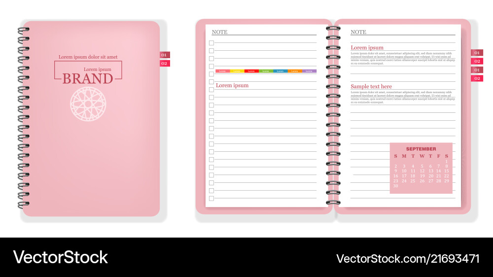 Pink note book realistic 3d detailed Royalty Free Vector