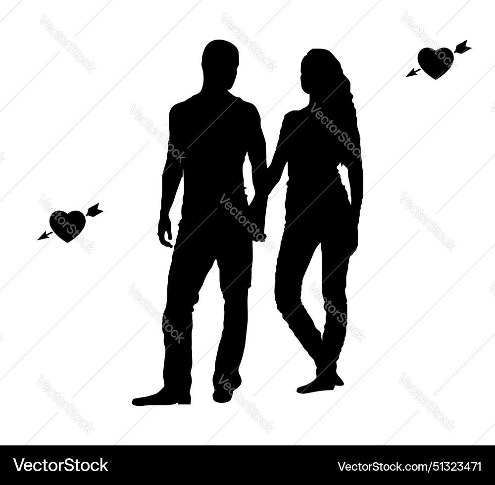 Romantic love couple silhouette Royalty Free Vector Image