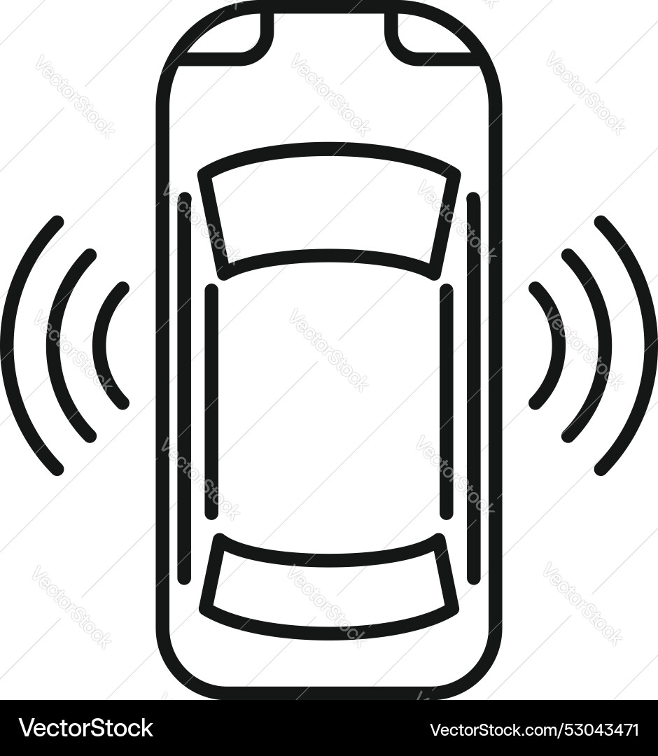 Smart car parking sensors detecting distance from Vector Image