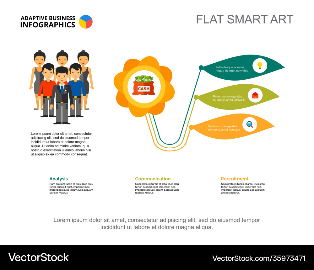 Three options financial process chart template Vector Image