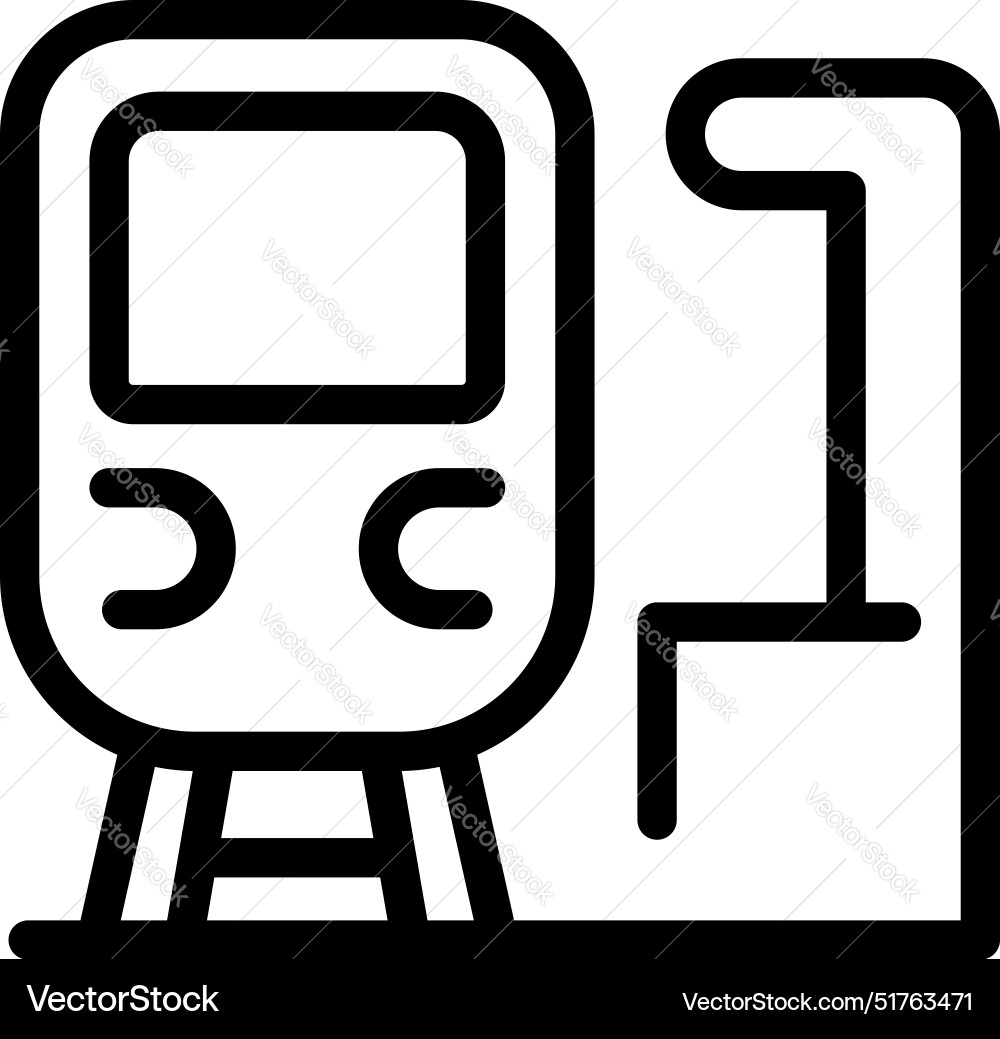 Train arriving at station platform icon in line Vector Image