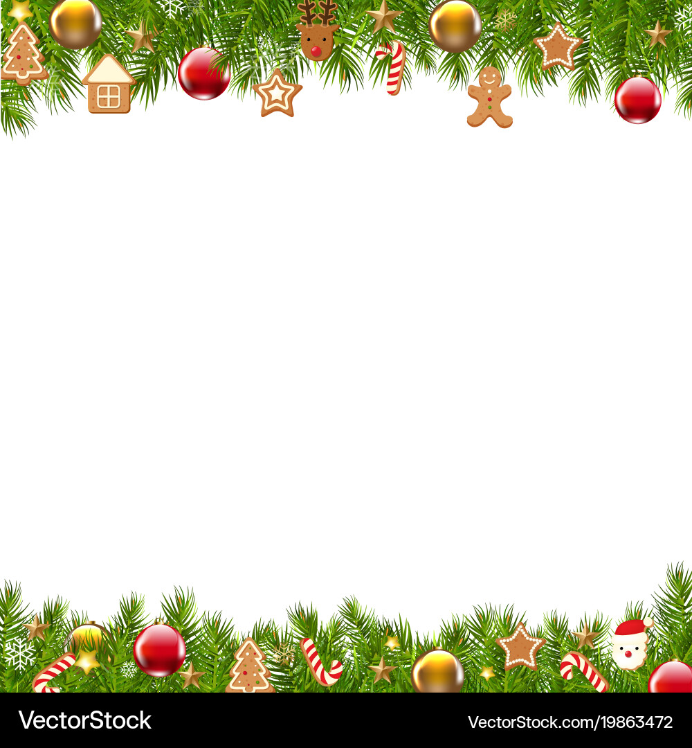 Christmas border fir tree Royalty Free Vector Image