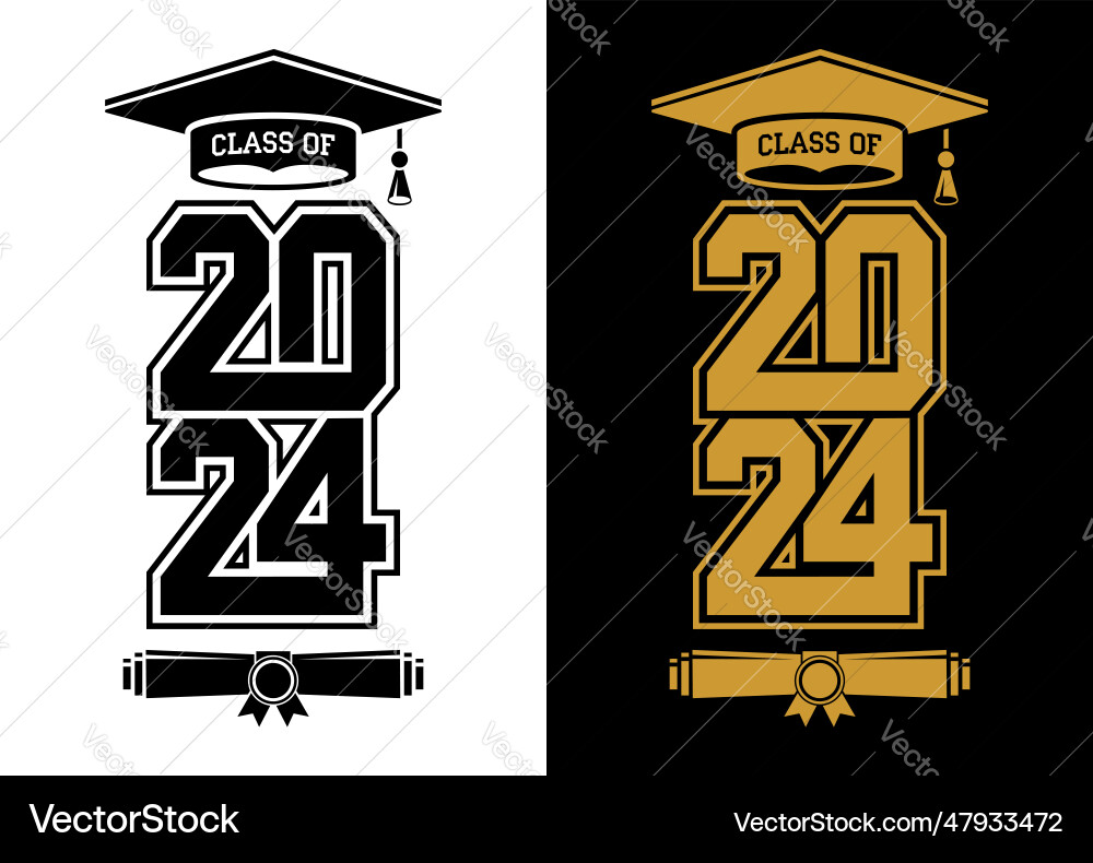 Class of 2024 Graduation Logo Royalty Free Vector Image