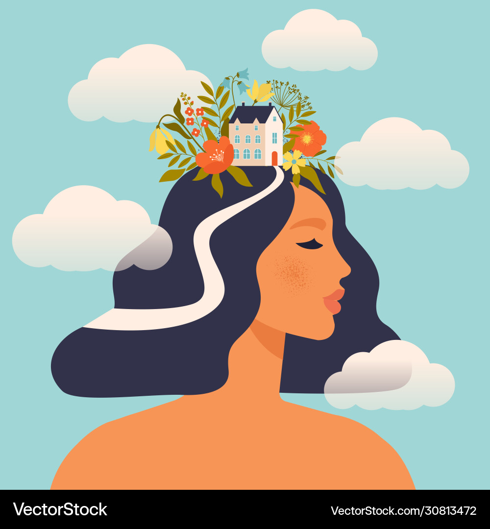 Concept about processes thinking women Royalty Free Vector