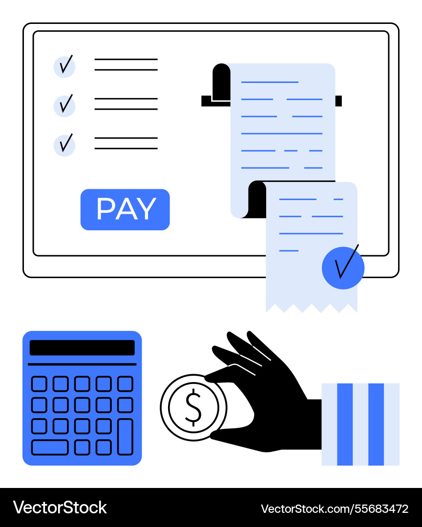 Digital bill payment with checklist invoice Vector Image