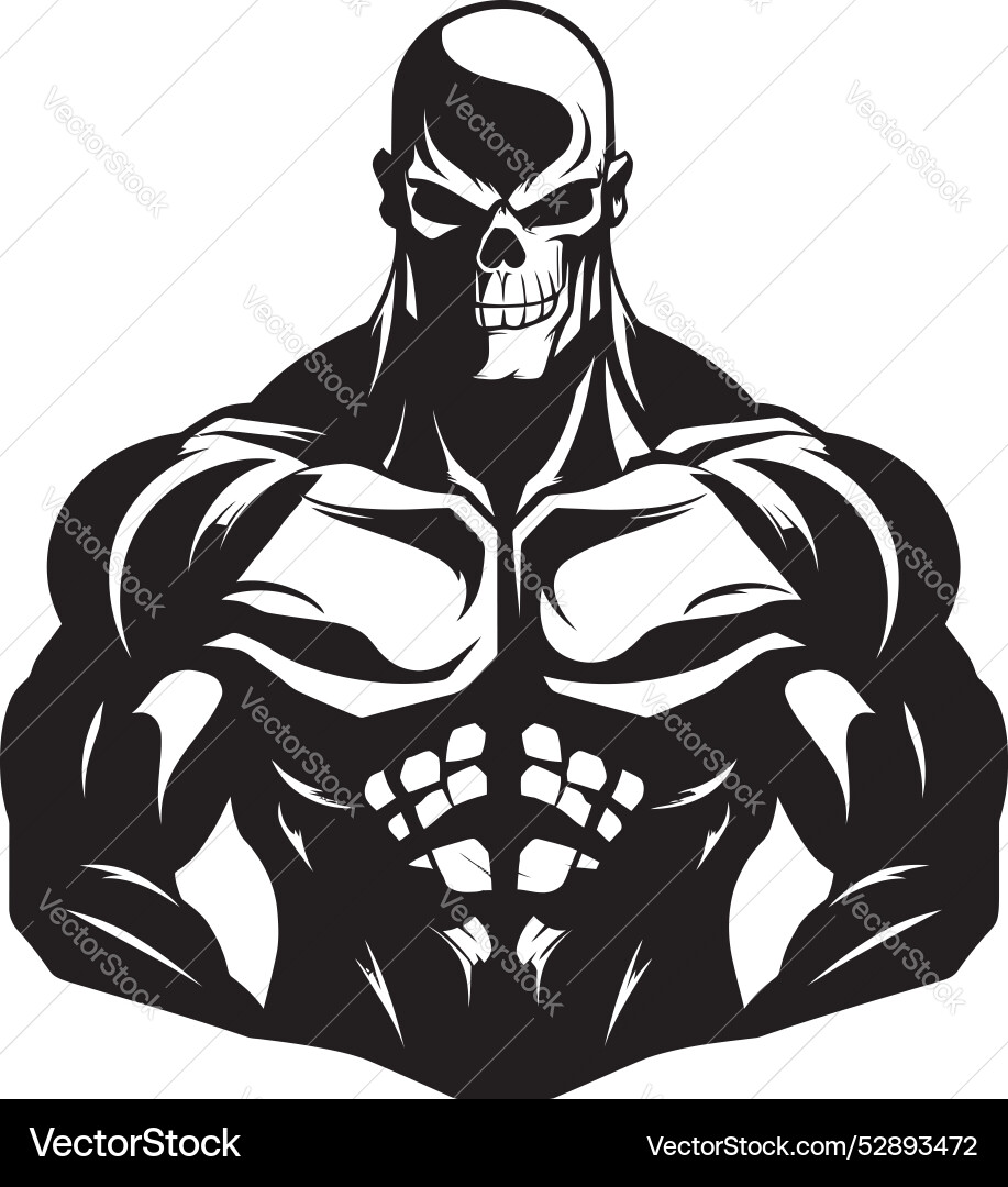Dynamic muscle art monochromatic bodybuilder Vector Image