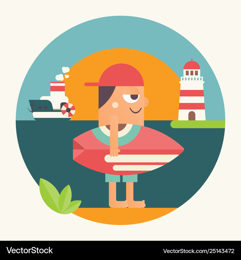 Funny cartoon surfer Royalty Free Vector Image