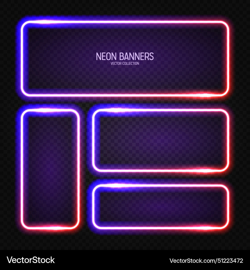 Glowing neon banners illuminated colorful square Vector Image