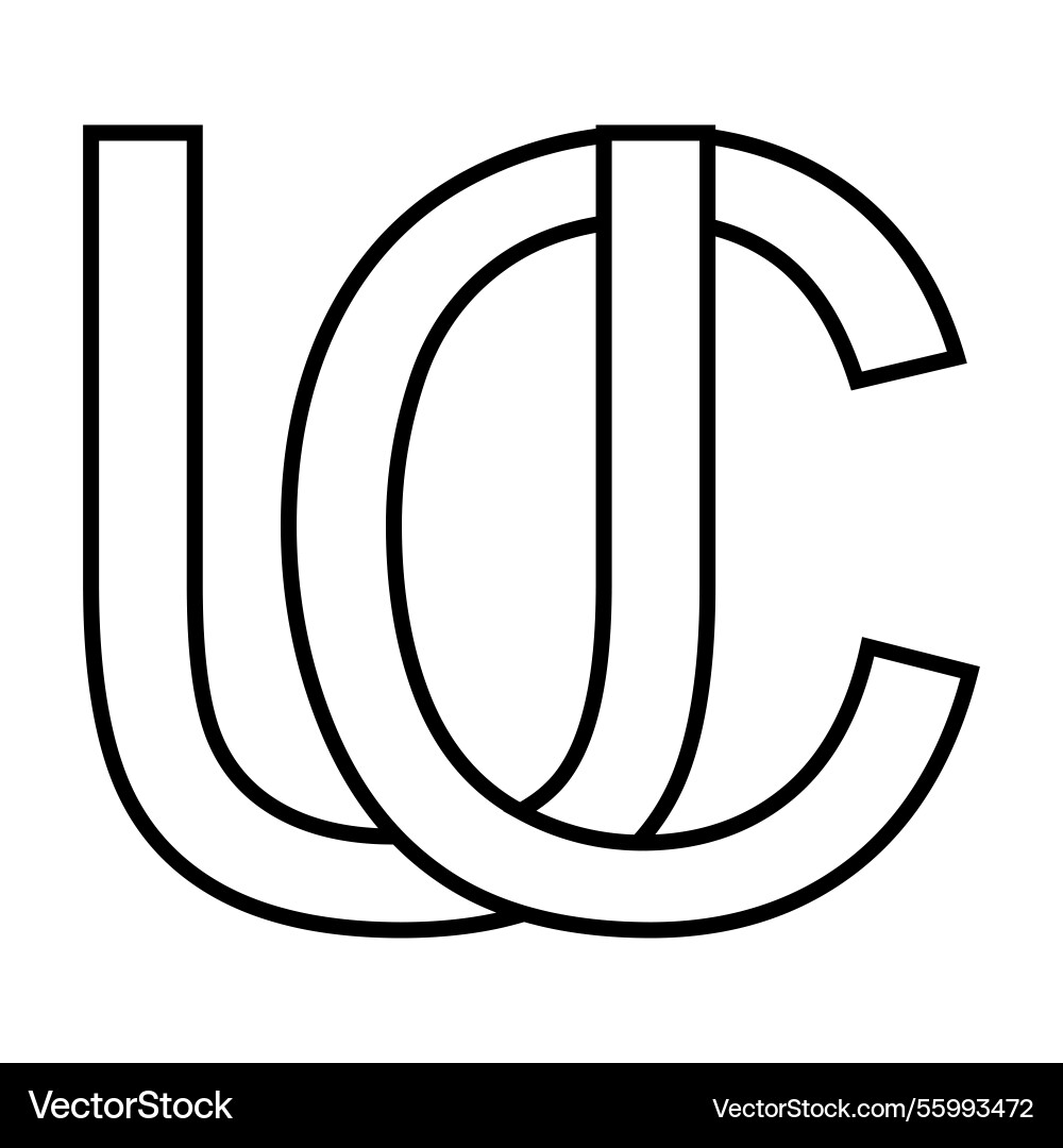 Logo sign uc cu icon double letters logotype u c Vector Image