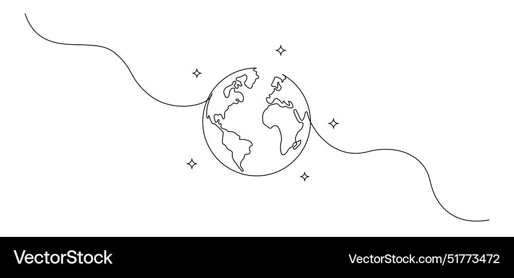 One continuous line drawing of earth globe Vector Image