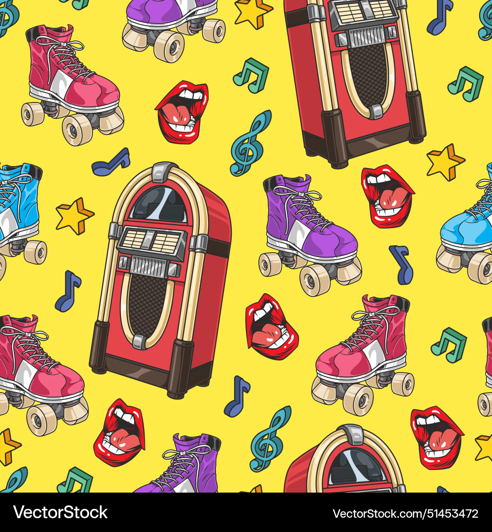 Retro culture colorful seamless pattern Royalty Free Vector