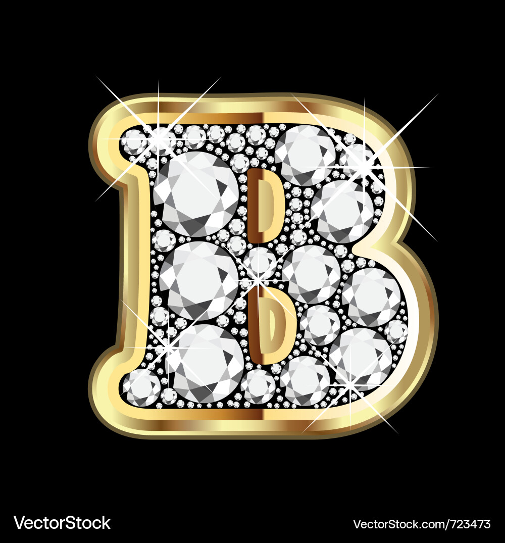 B gold and diamond bling Royalty Free Vector Image
