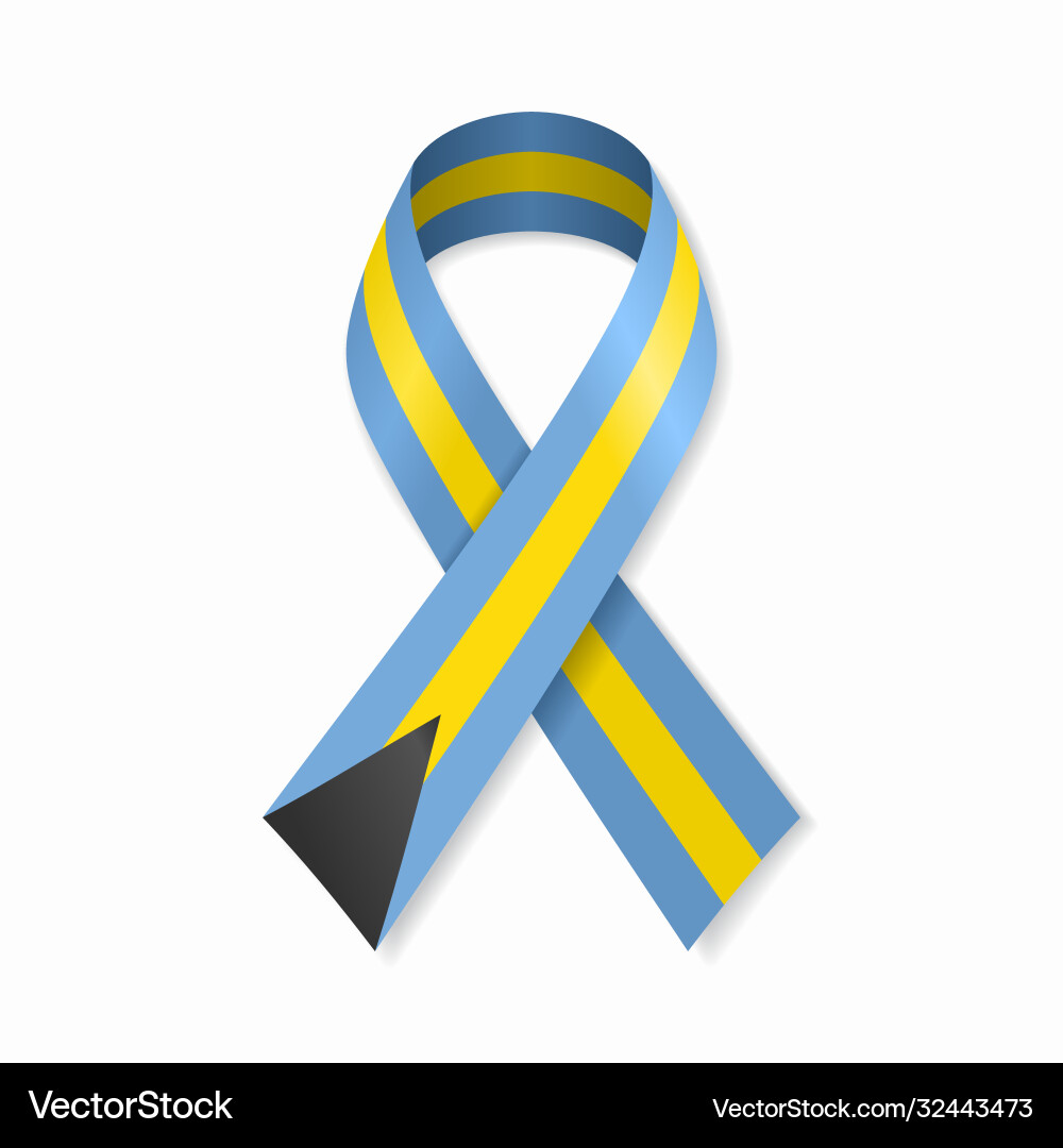 Bahamian flag stripe ribbon on white background Vector Image