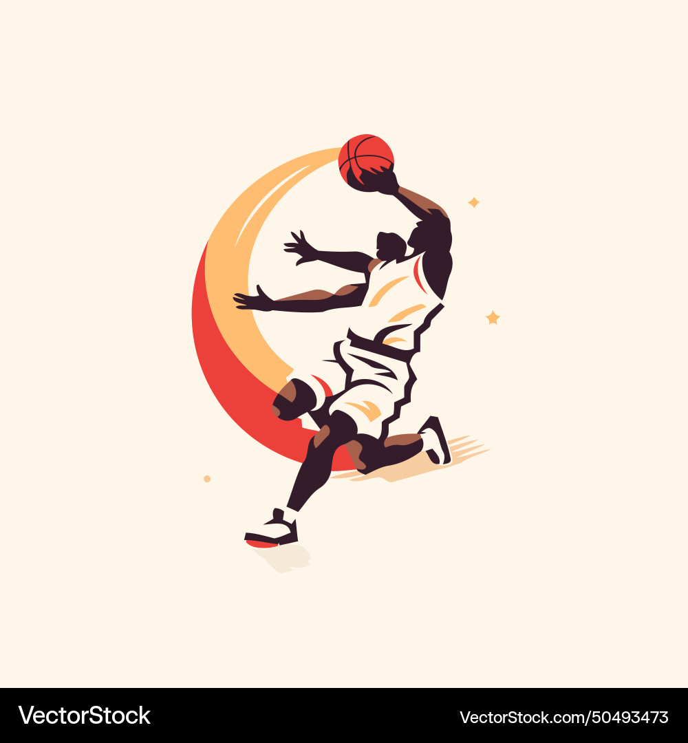 Basketball player in action flat cartoon style Vector Image
