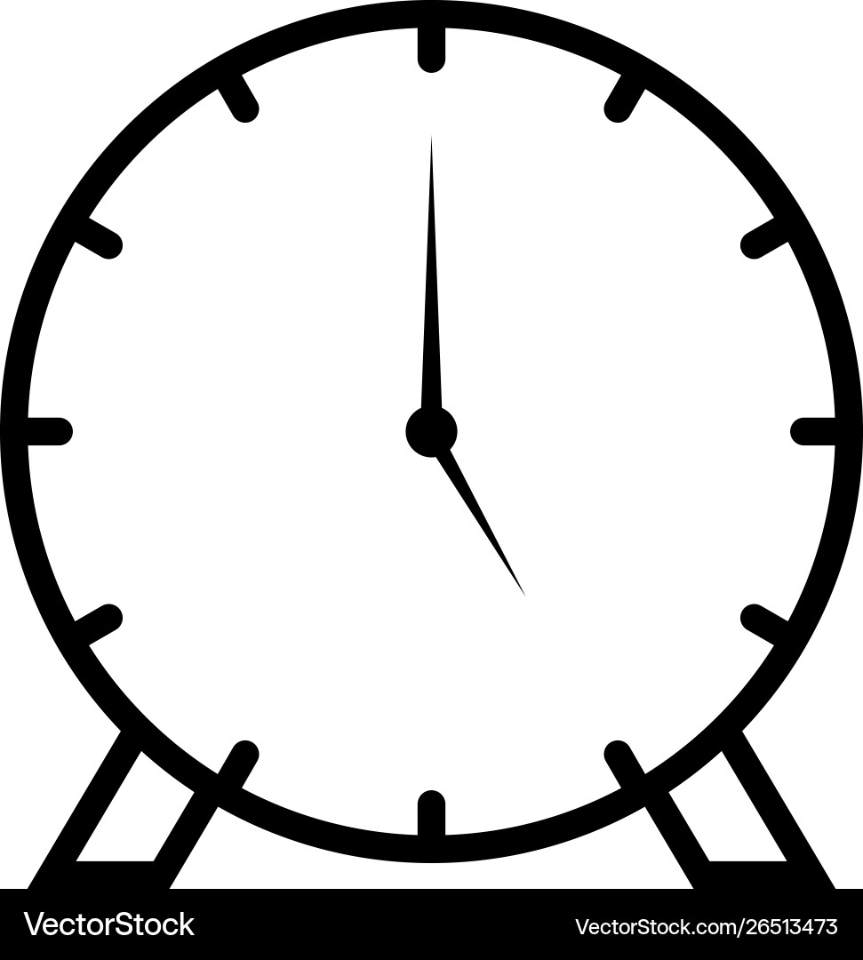 Black Clock Line Icon Royalty Free Vector Image