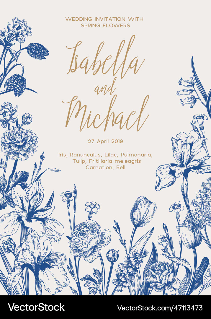 Botanical Wedding Invitation Royalty Free Vector Image