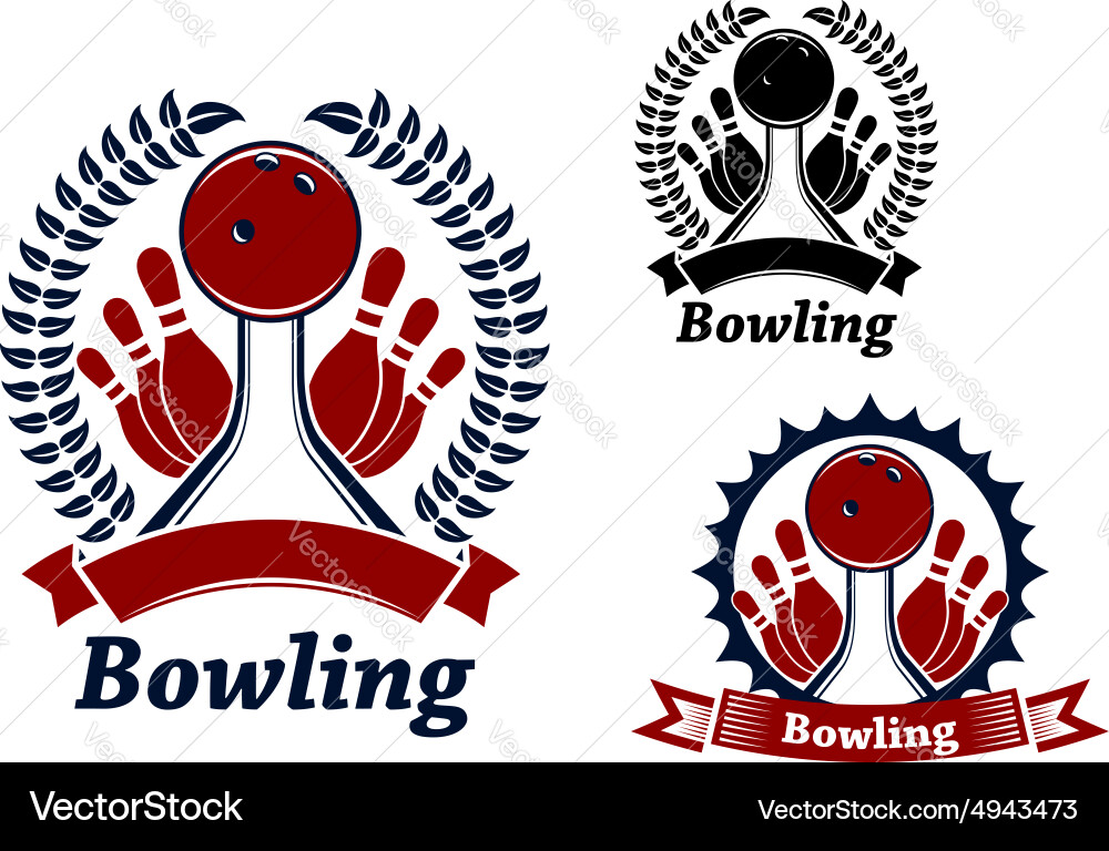 Bowling game sporting emblem or symbol Royalty Free Vector