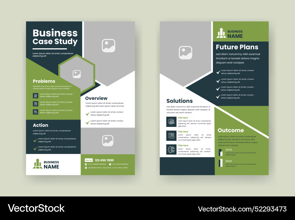 Business case study layout flyer Royalty Free Vector Image