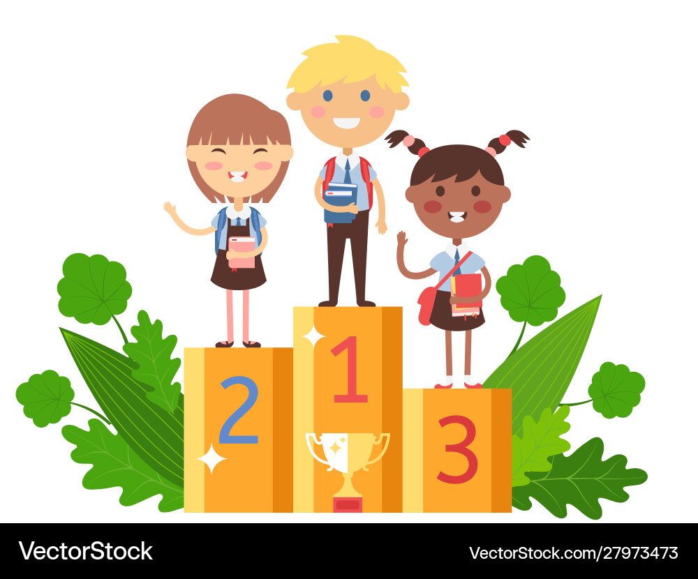 Children winning in school competition Royalty Free Vector